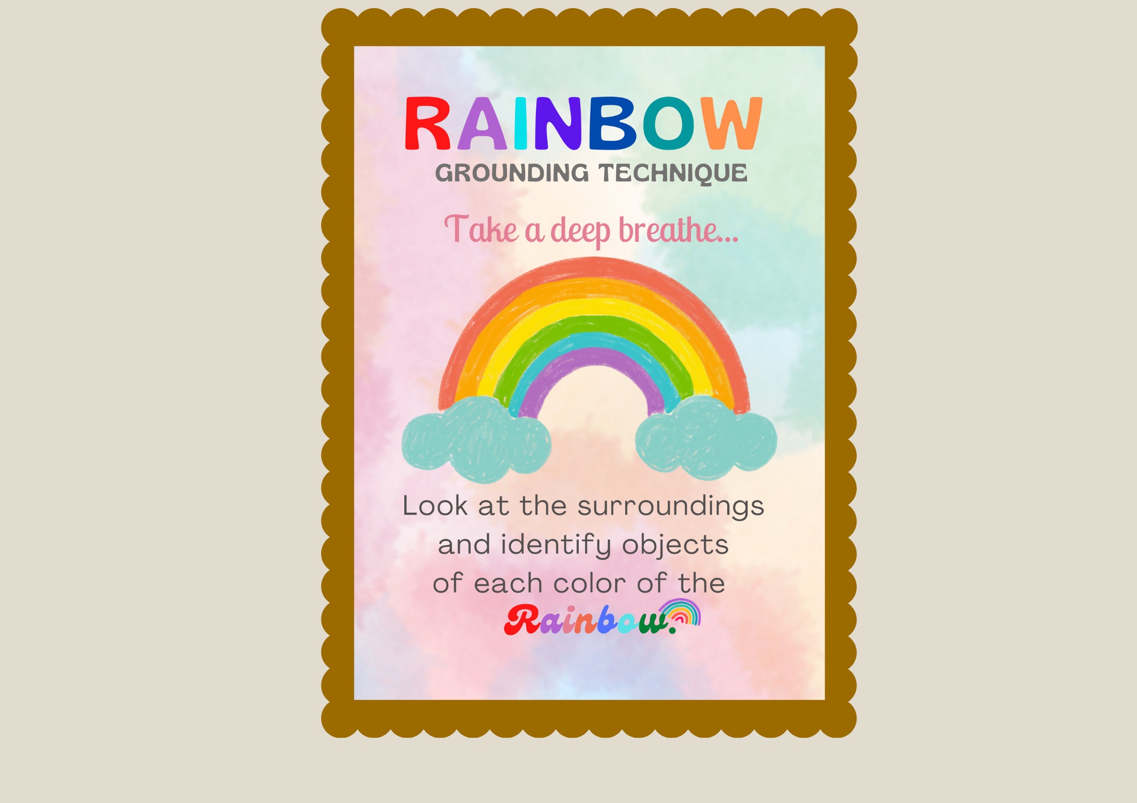 Rainbow Design Grounding Technique Therapy Poster - Grounding Technique ...