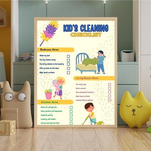 Kid's Cleaning Checklist | Printable Cleaning Checklist | Kids Cleaning ...