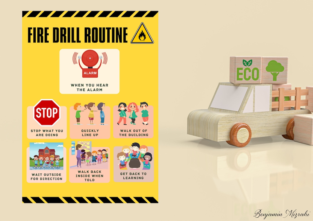 Safety Drills Visual Aid, Fire Drill, Earthquake (digital Art) - Etsy