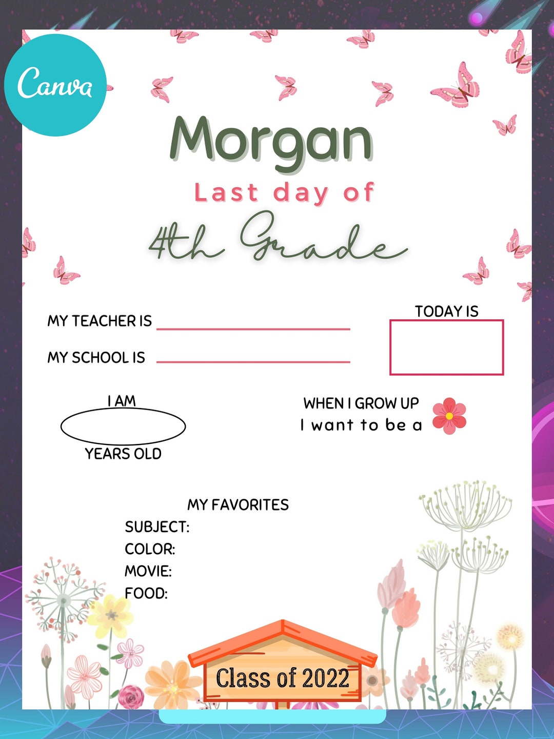 Editable First or Last Day of School - 4th Grade Sign for Boy or Girl ...