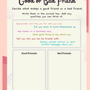 Good Vs Bad Friends Poster - PRINTABLE Emotional Learning Social Skills ...