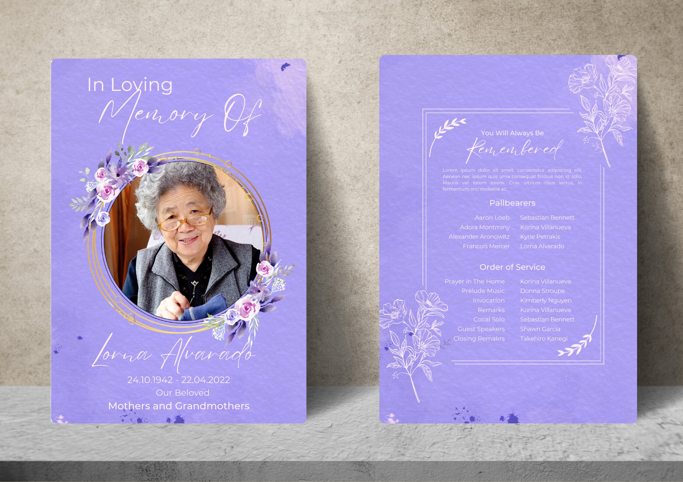 Purple Funeral Programs Template Obituary Template for Funeral - Etsy