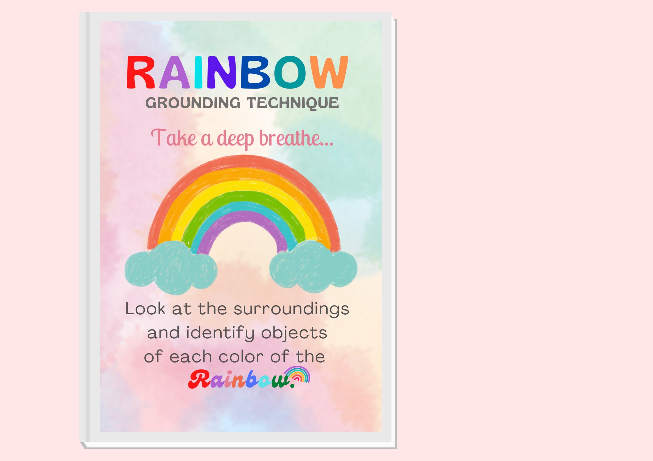 Rainbow Design Grounding Technique Therapy Poster - Grounding Technique ...