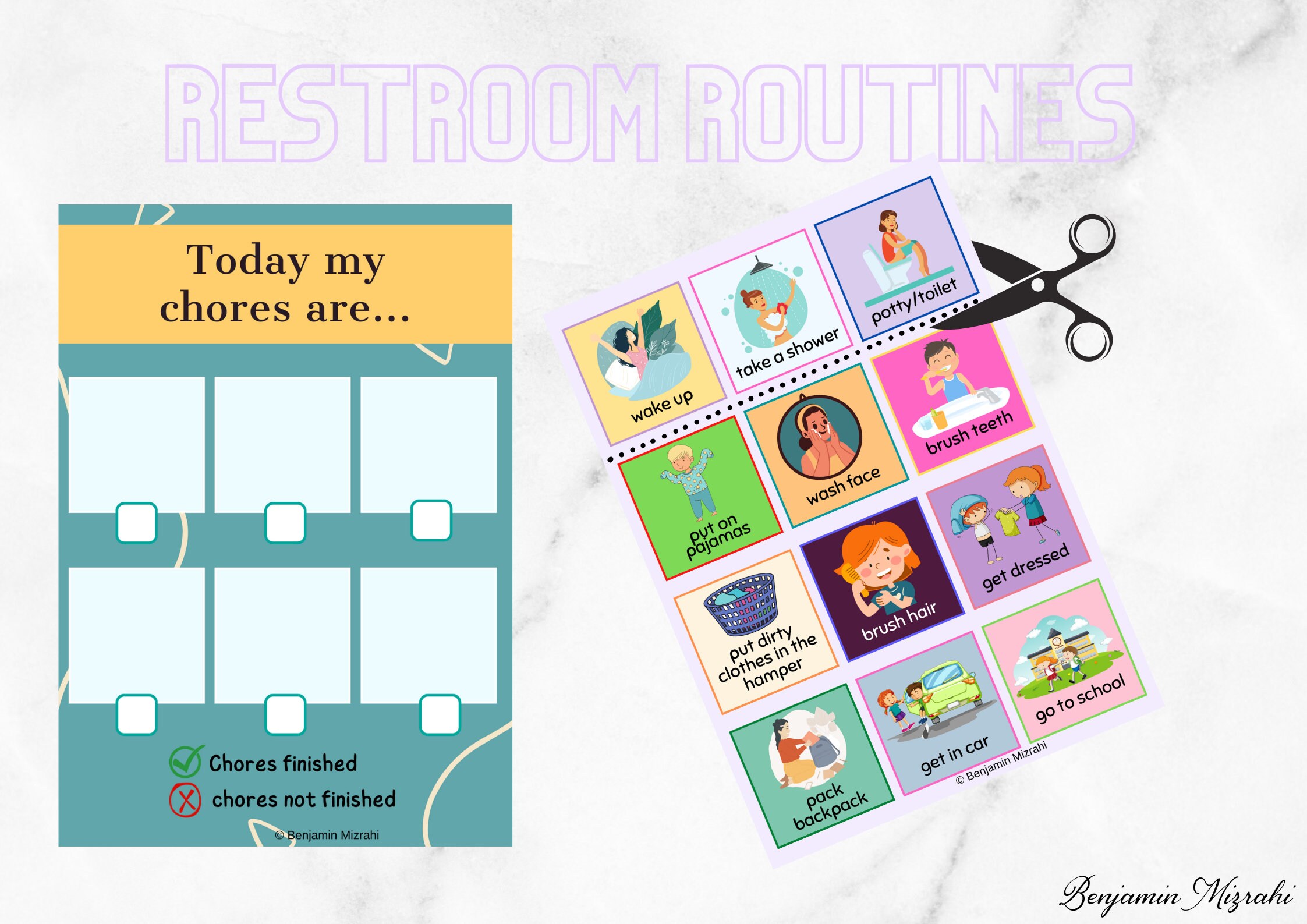 Behavior Chore Chart Cards for Kids | Editable Kids Daily Routine Cards ...