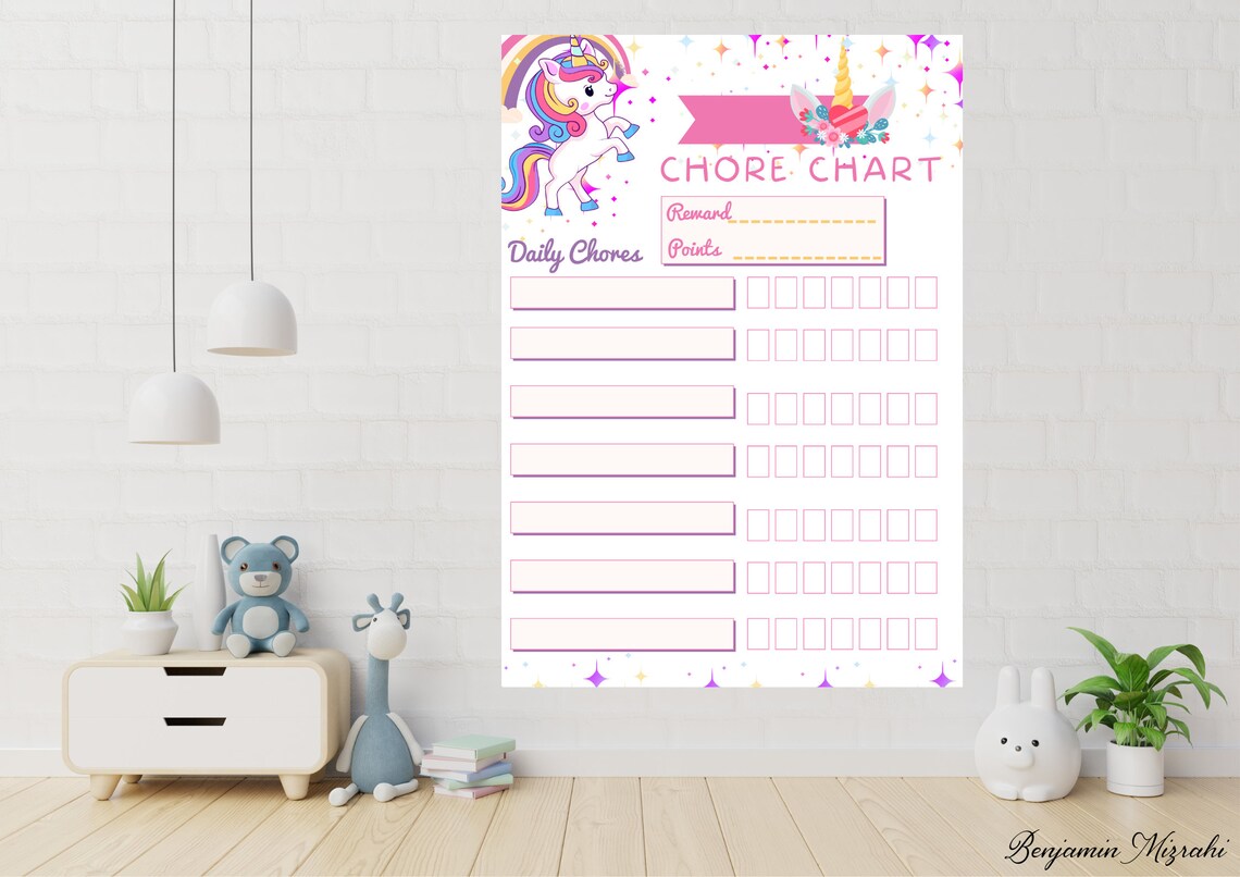 Daily Chore Chart With Rewards and Points Responsibility Poster ...