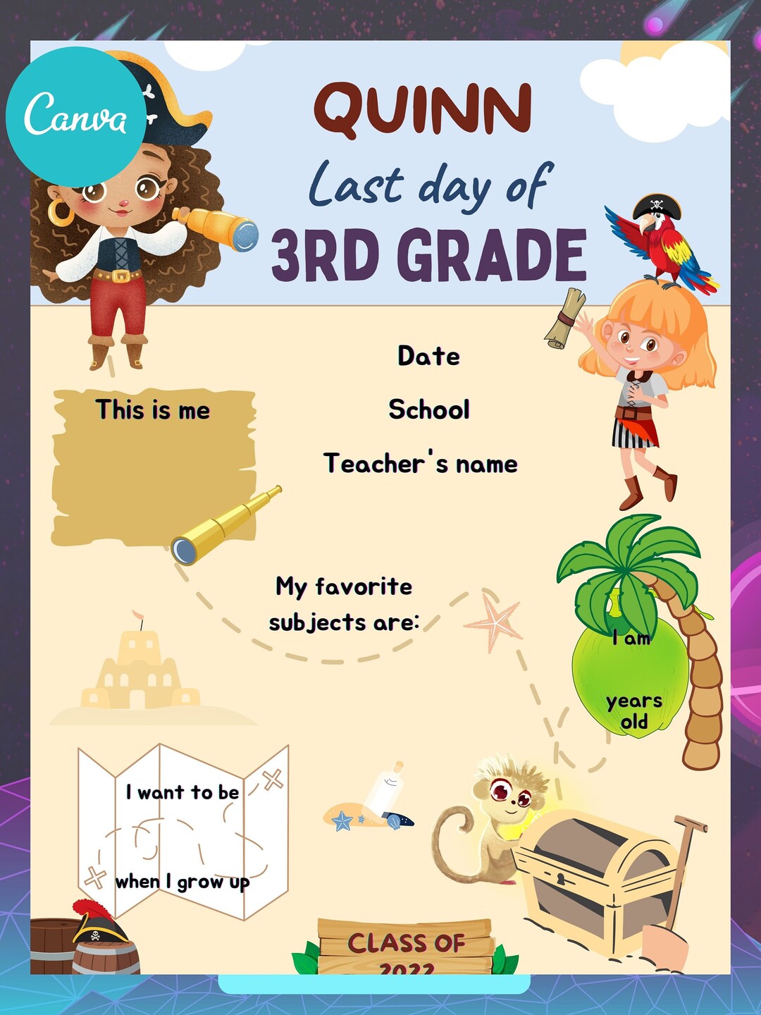 Editable First or Last Day of School Any Grade Sign for Boy or Girl ...