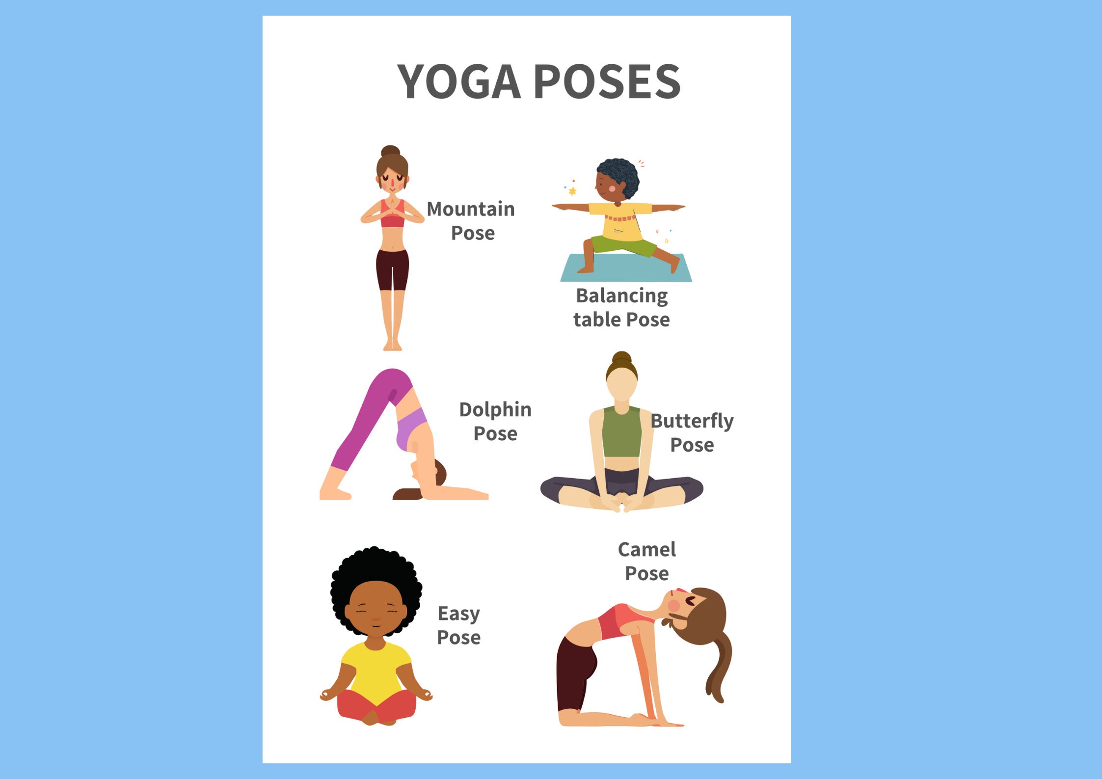 Yoga Poses for Kids Printable Poster Yoga Studio Art Decor Calm Down ...