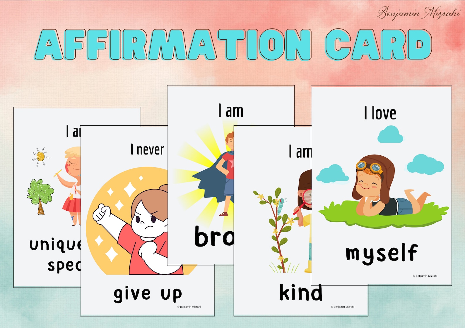 10 Affirmation Cards for Children - Strengthen Beliefs, Self-confidence ...