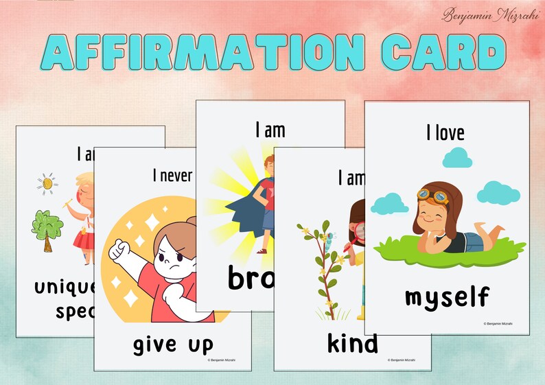 10 Affirmation Cards for Children Strengthen Beliefs, Self-confidence ...