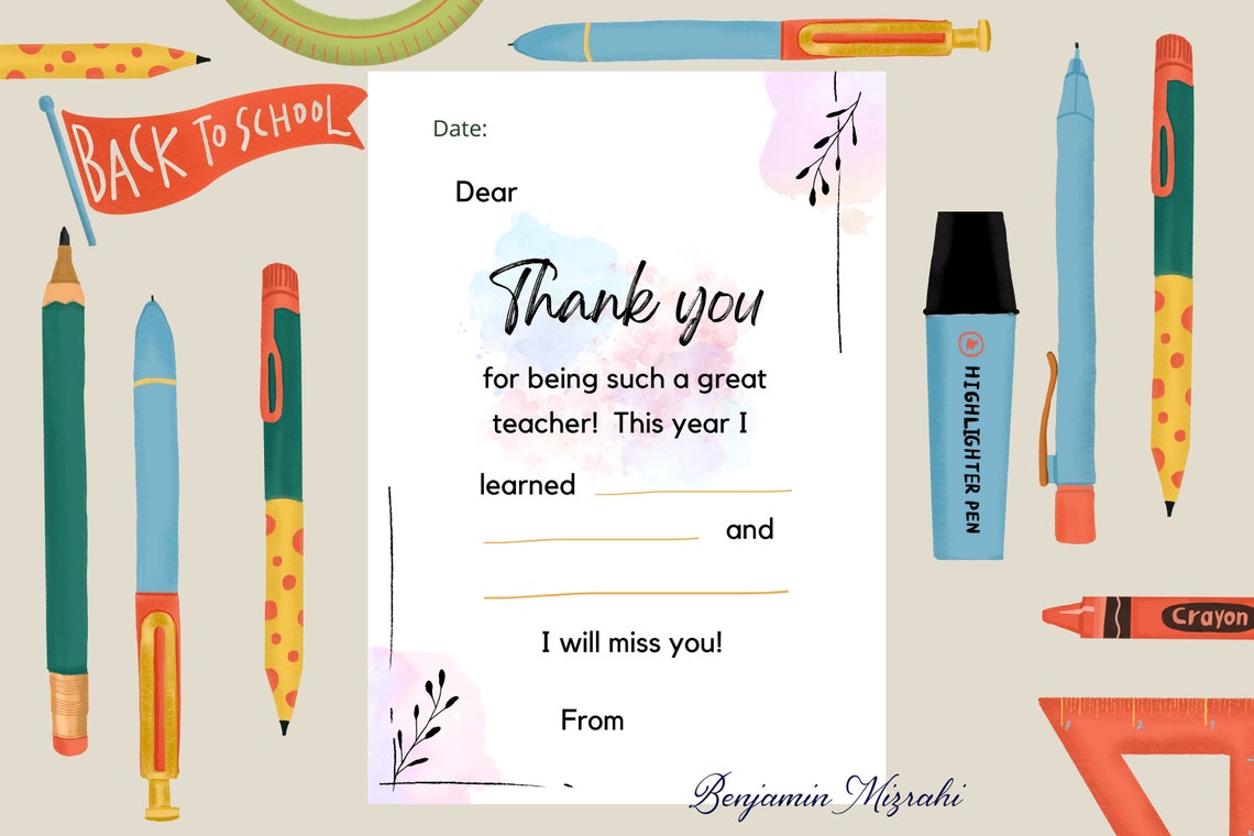 Thank You to My Teacher Teacher Appreciation Week Printable - Etsy