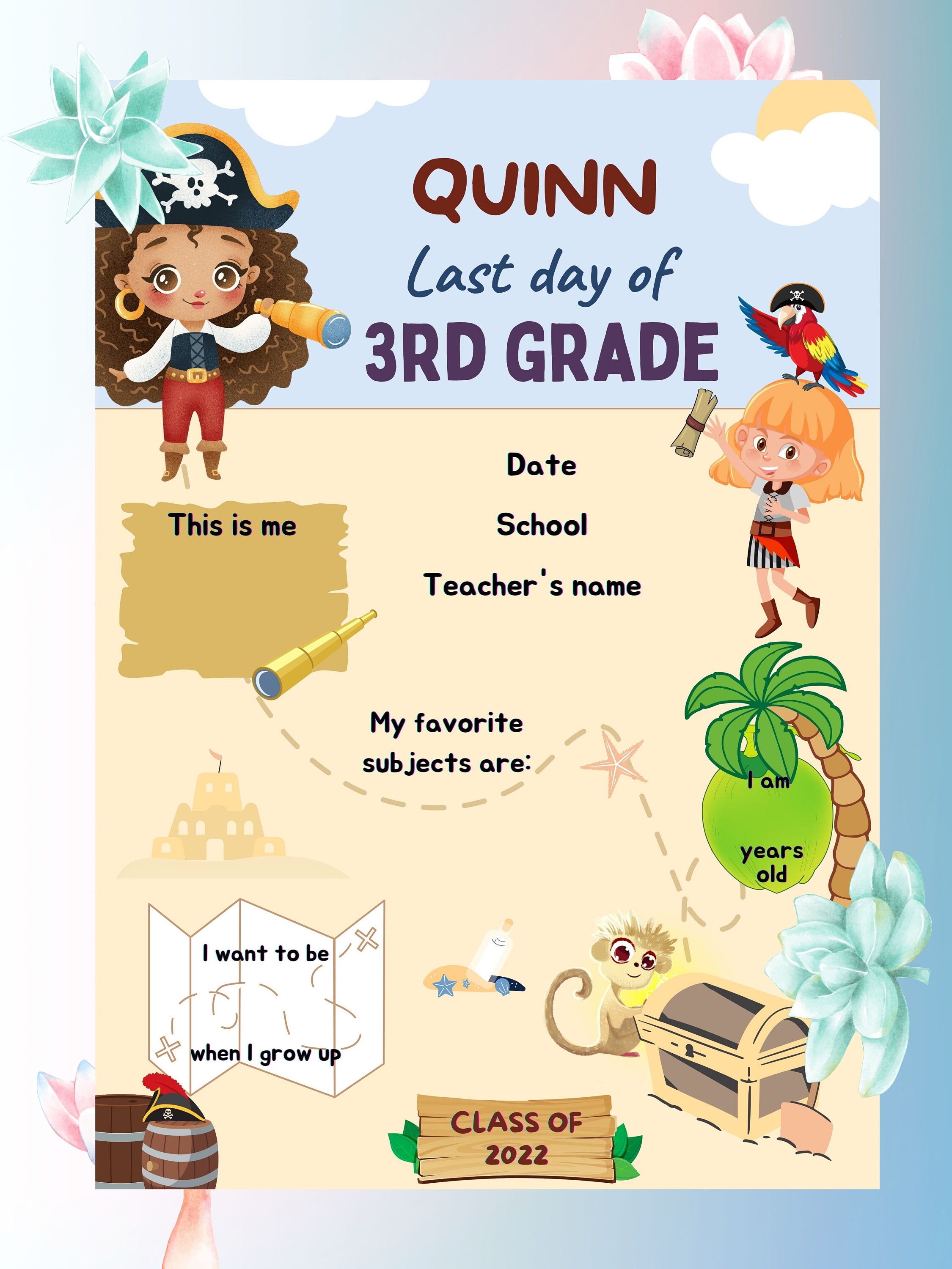 Editable First or Last Day of School Any Grade Sign for Boy or Girl ...