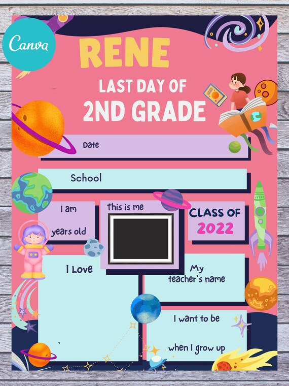 Editable First or Last Day of School Sign Any Grade Sign for - Etsy