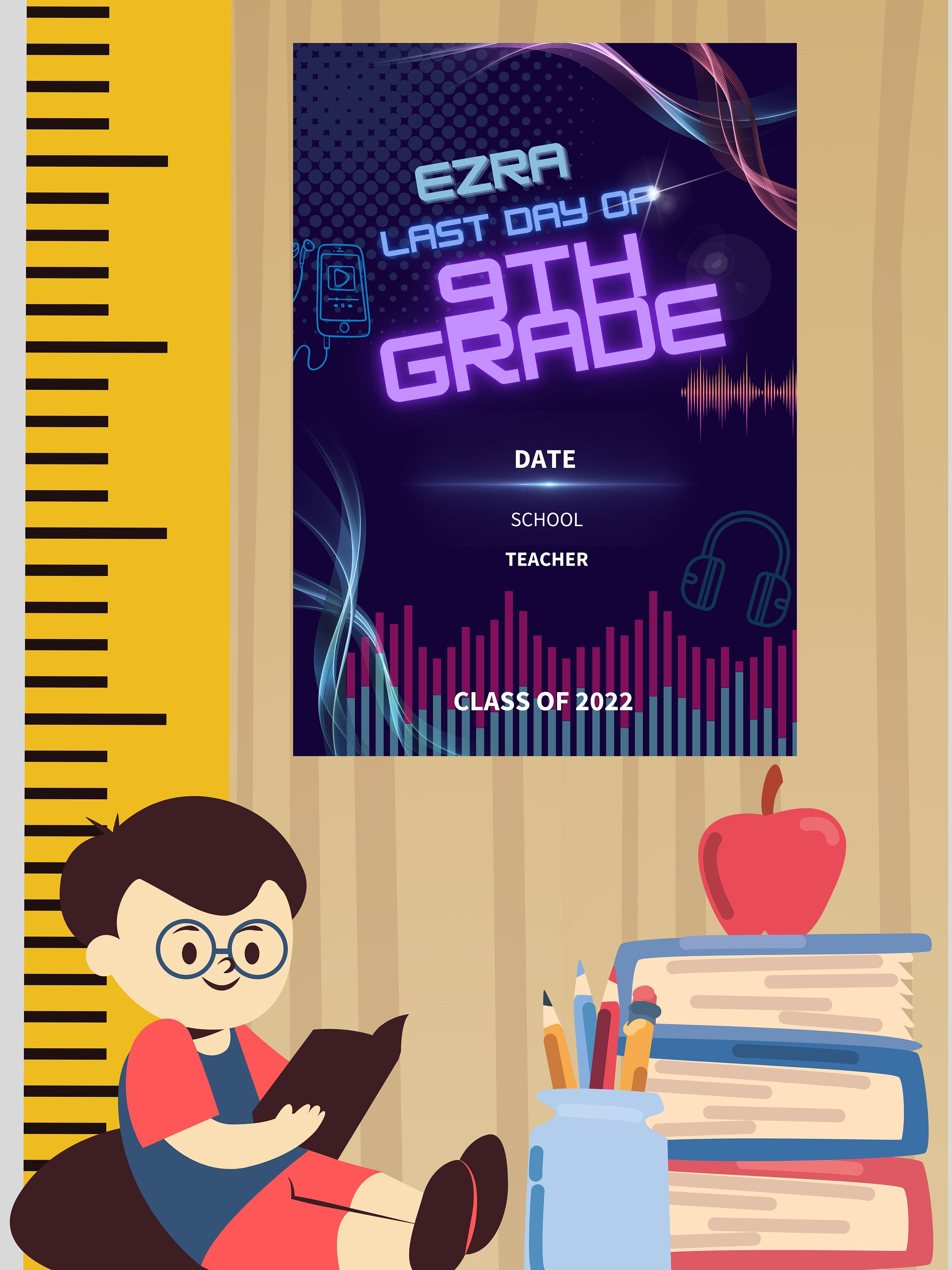 Editable First Last Day of School Sign Any Grade Sign for Boy or Girl ...