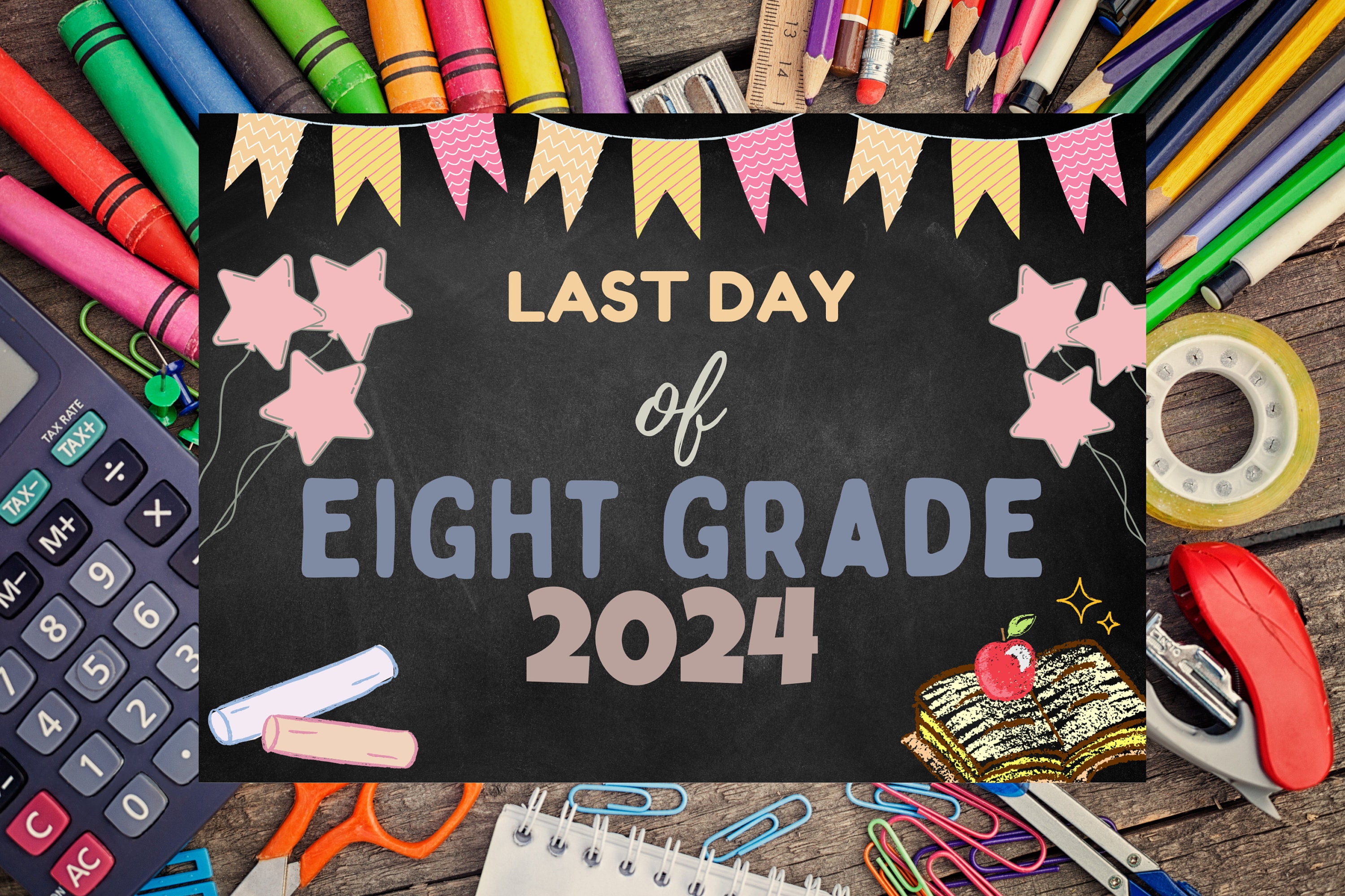 Last Day of School Printable Chalkboard Signs instant Download Last Day ...