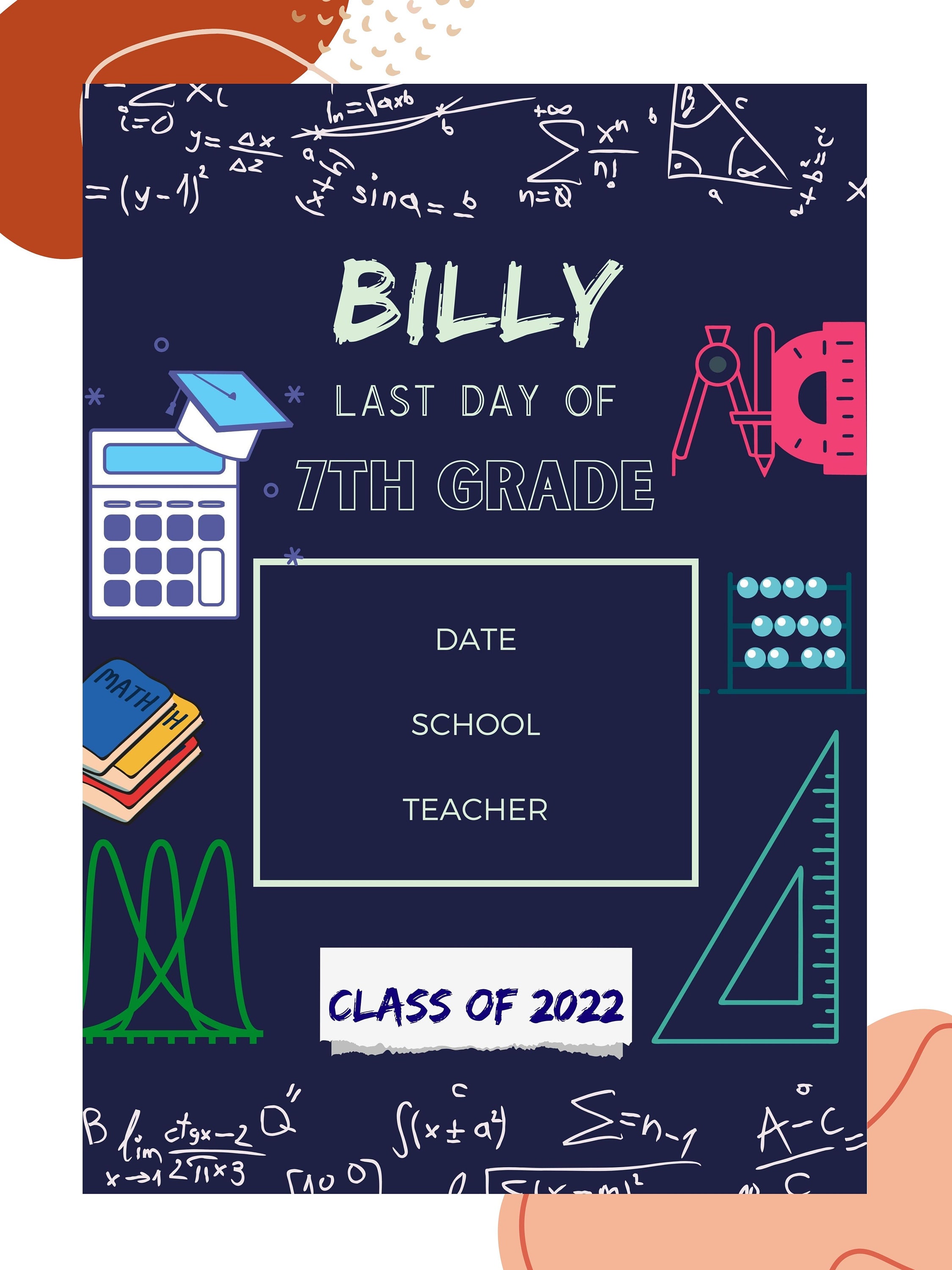 Editable First or Last Day of School Sign Any Grade Sign for Boy or ...