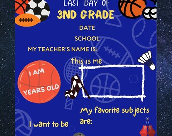 Editable First or Last Day of School Sign Any Grade Sign for - Etsy