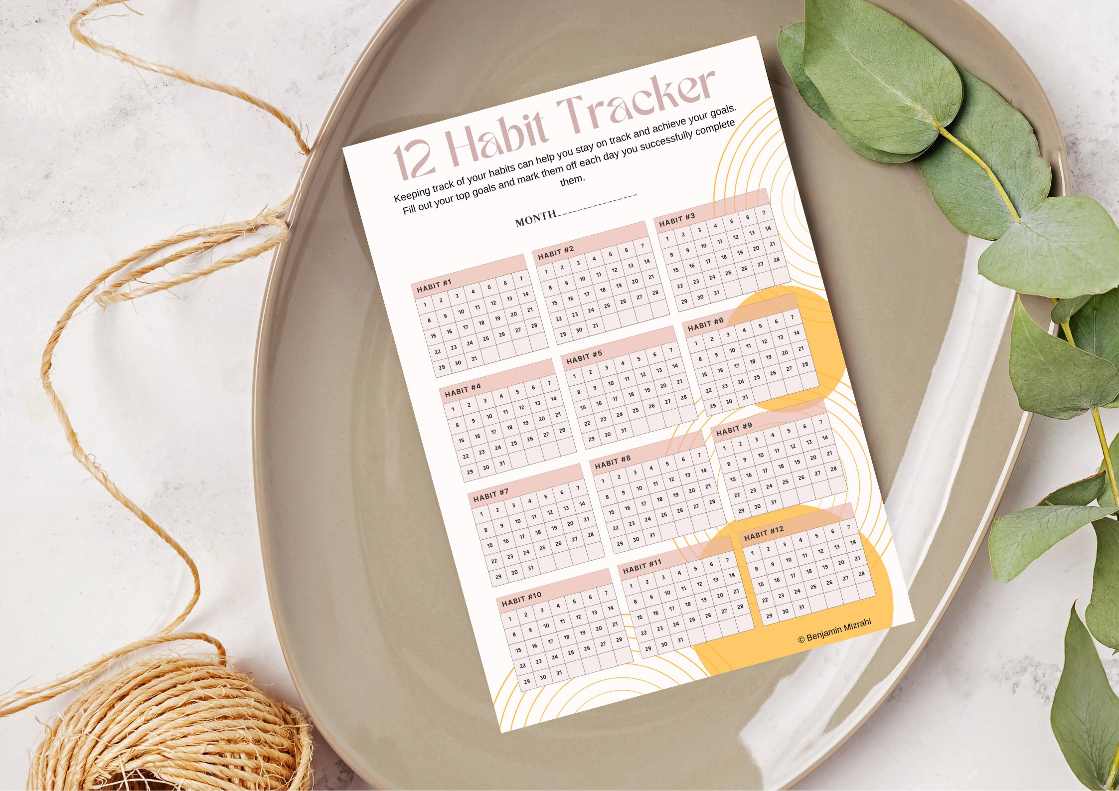 12 Habit Tracker Printable Goal Planner Mindfulness - Etsy