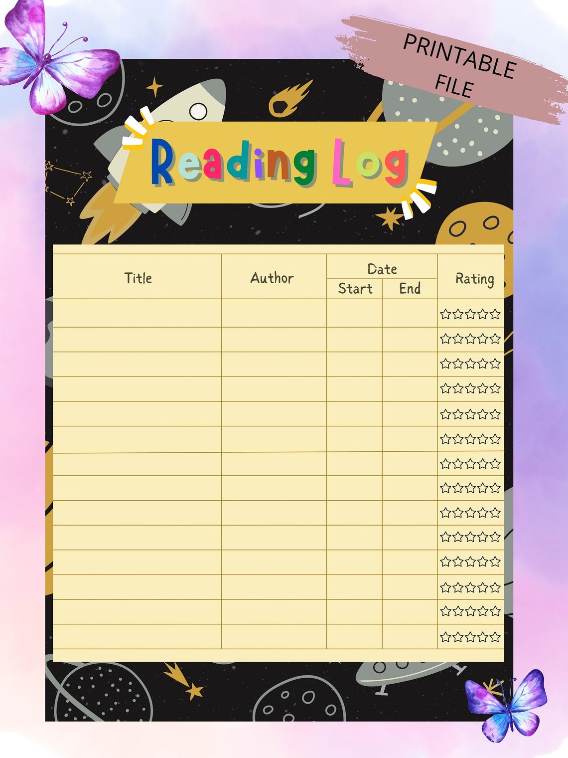 Kids Reading Log Printable Journal Kid Learning Incentive - Etsy