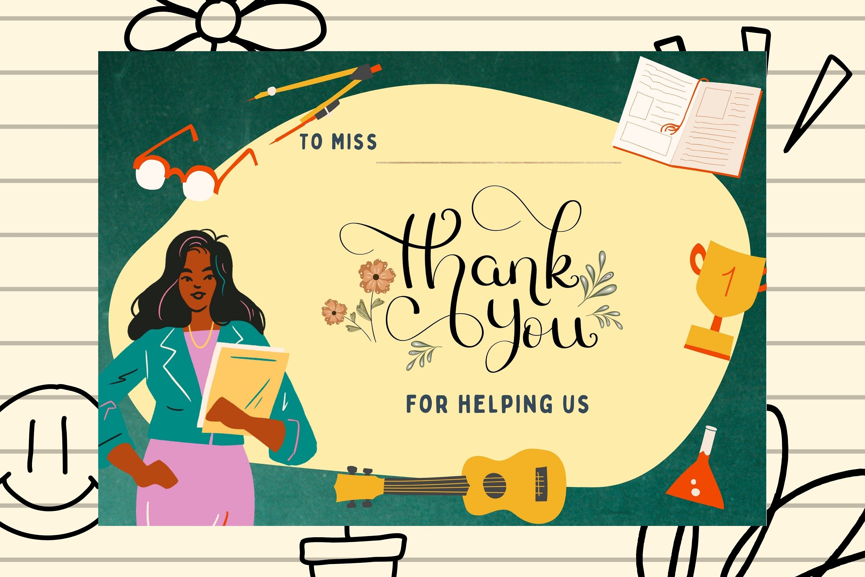 Teacher Appreciation Personalized End of Year Thank You Card - Etsy