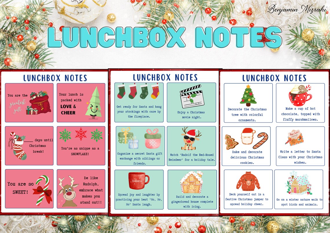 Christmas Lunch Box Jokes, Lunch Box Notes, Printable Christmas Cracker ...