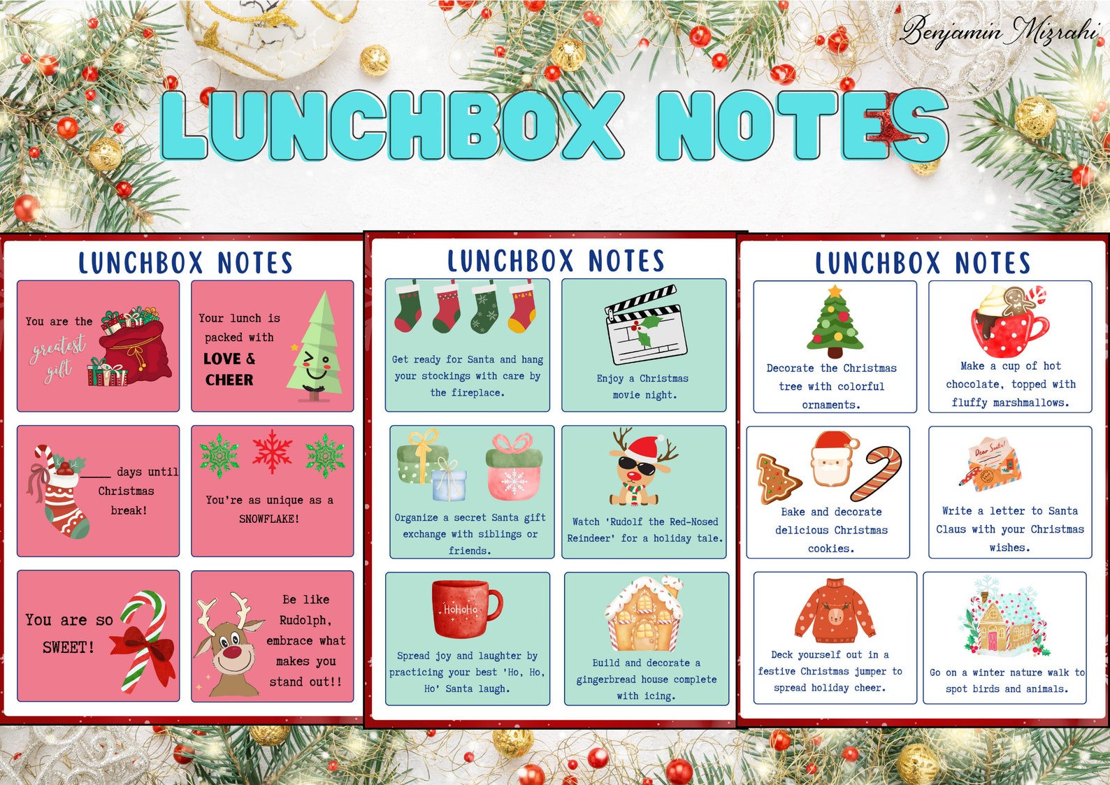 Christmas Lunch Box Jokes, Lunch Box Notes, Printable Christmas Cracker ...