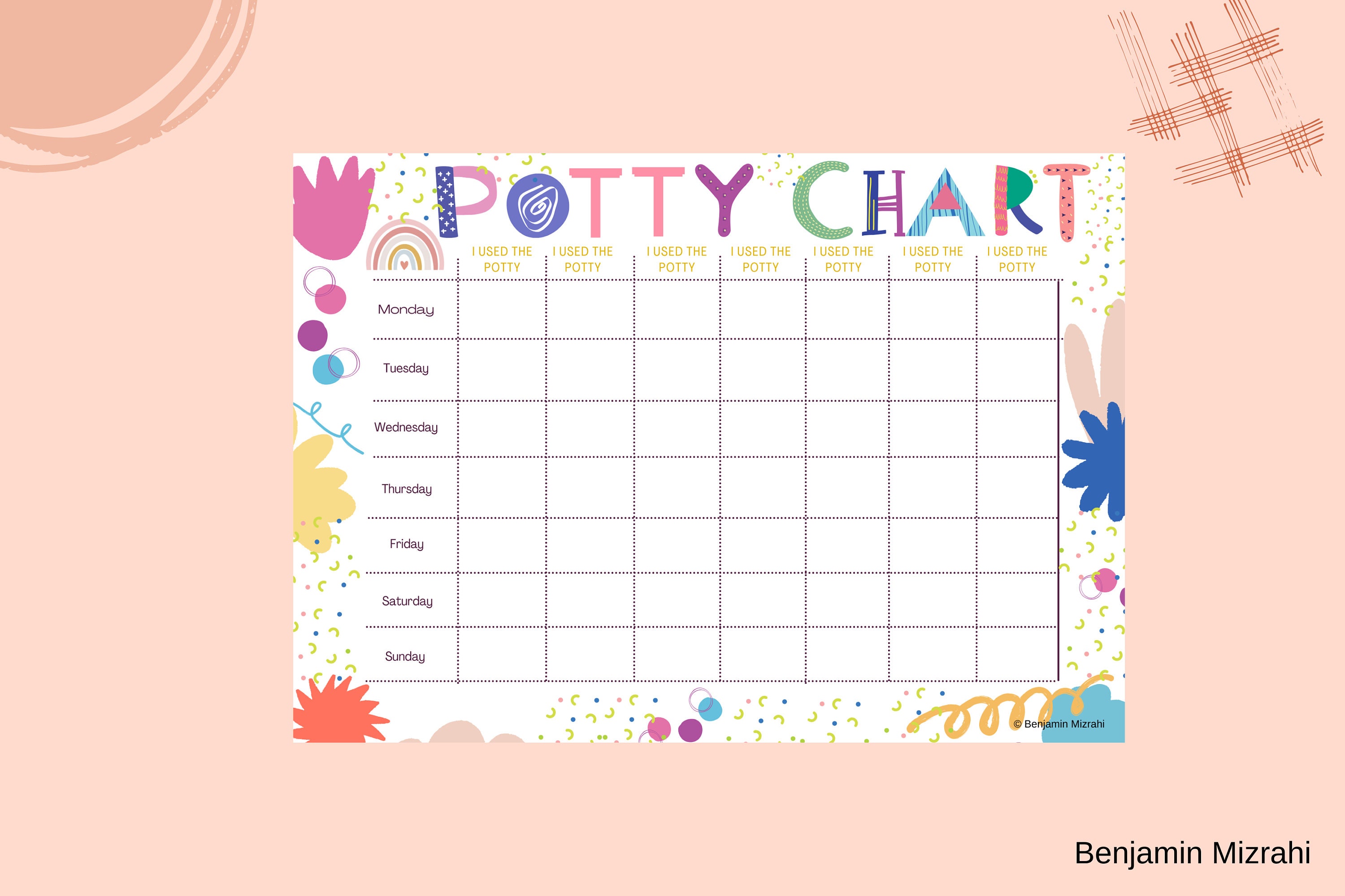 Potty Training Chart for Toddlers, Preschoolers and Kids - Toilet ...