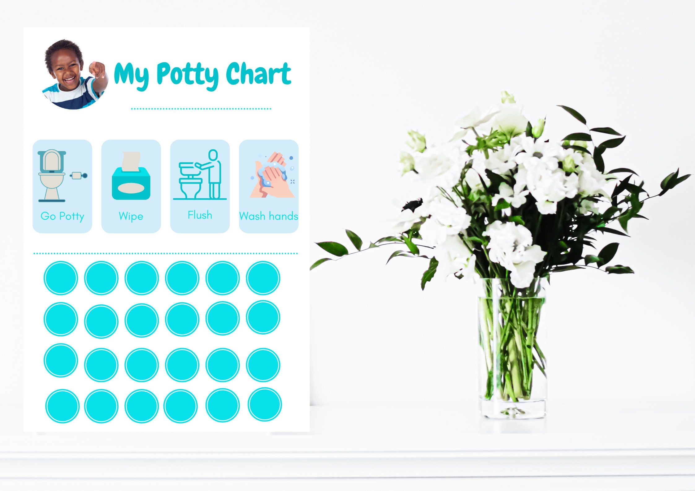 Blue Tone Potty Training Chart for Kids Step by Step Toilet Training ...