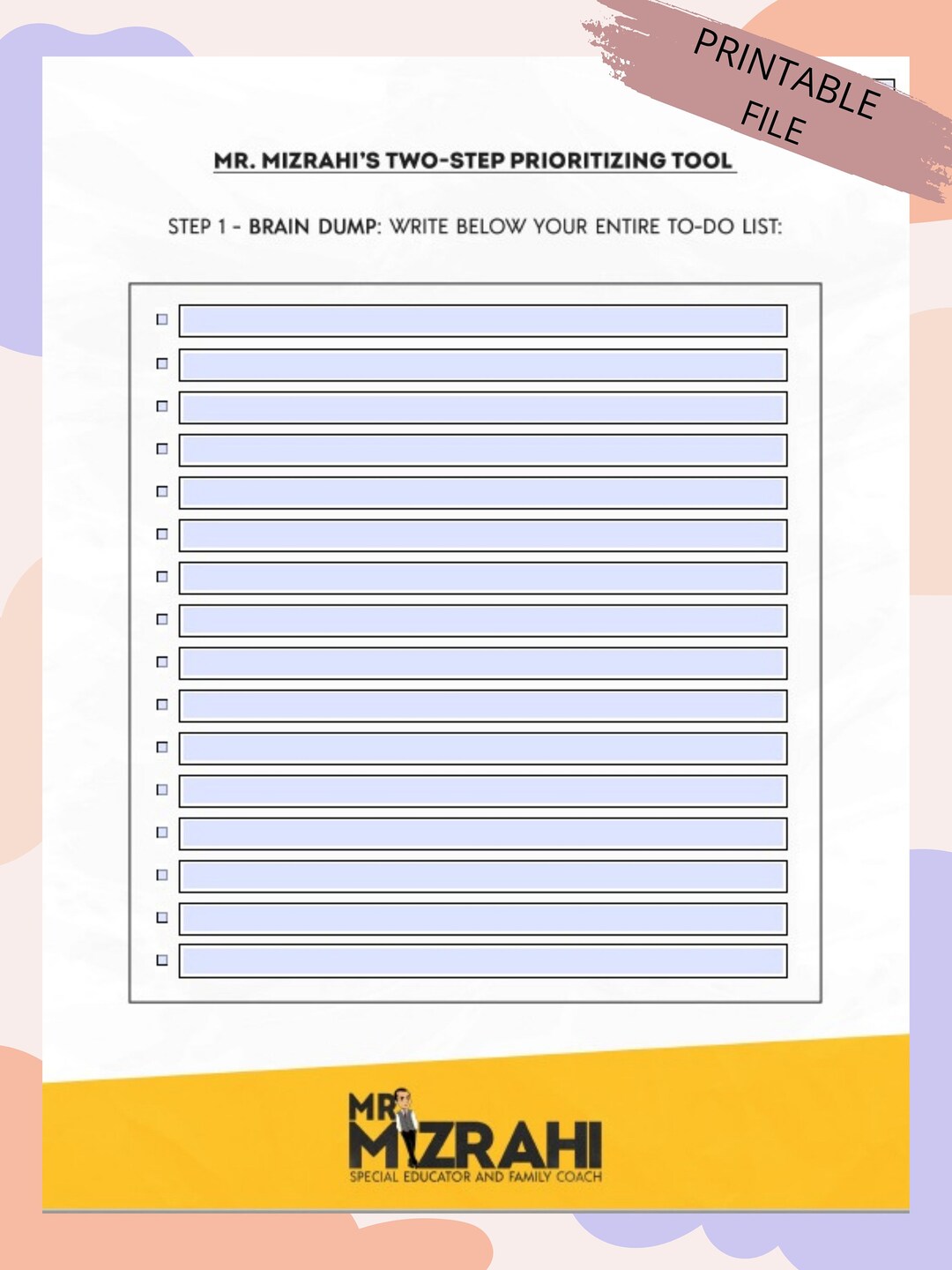 The Prioritizing Chart - Executive Functions - Minimalist Daily Planner ...