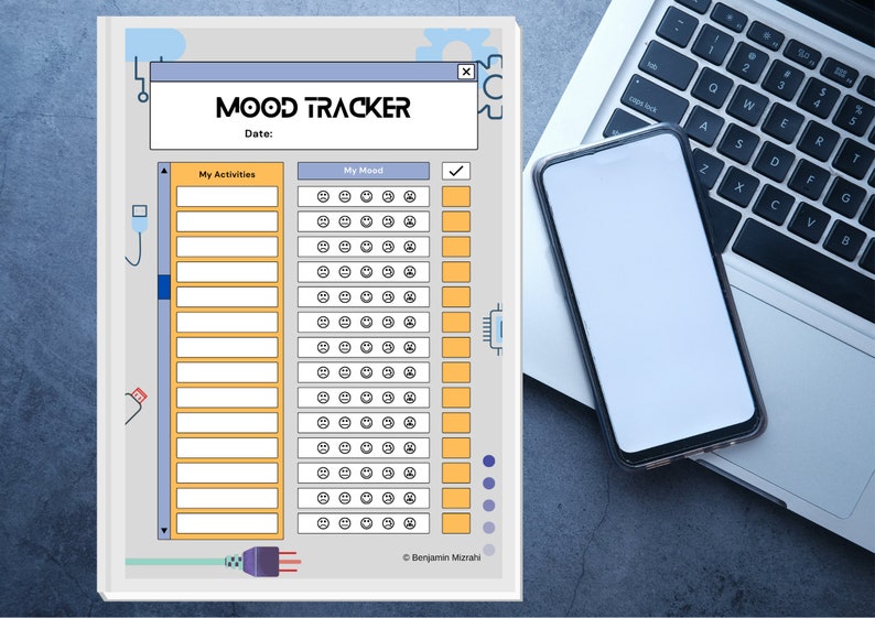 Printable Daily Mood Tracker Chart, Wellness Planner (digital Download ...