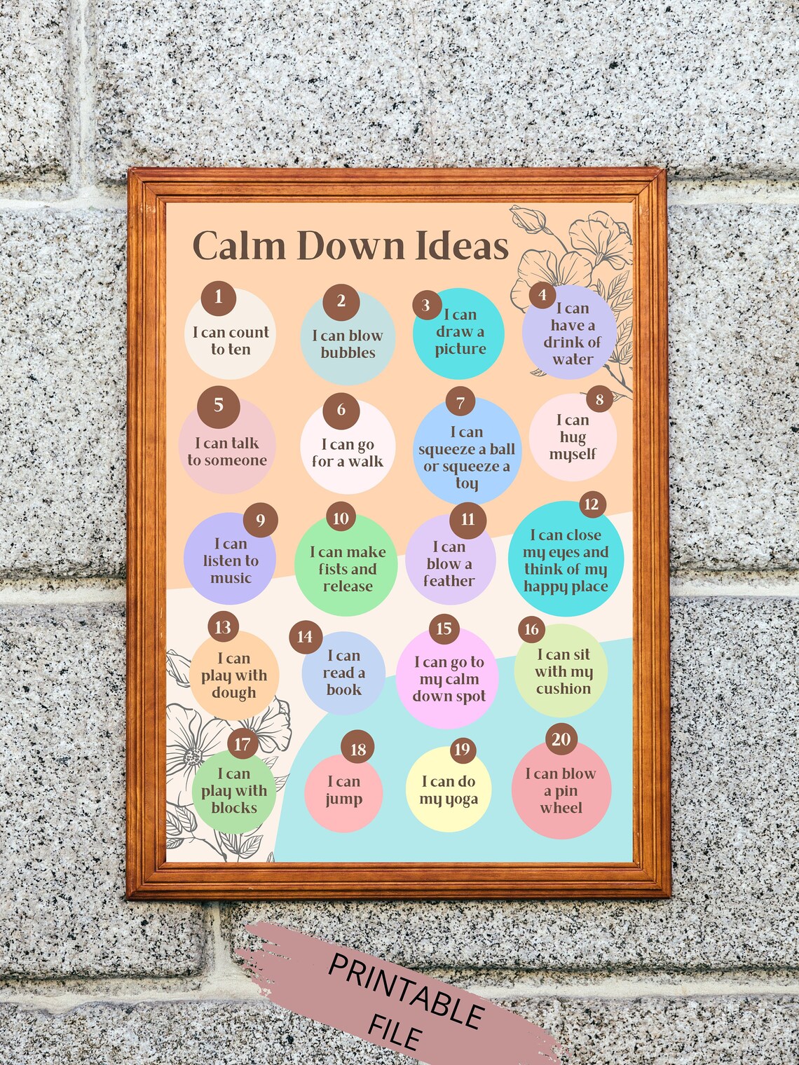 20 Calming Techniques Calm Down Corner Posters Print Educational Wall ...