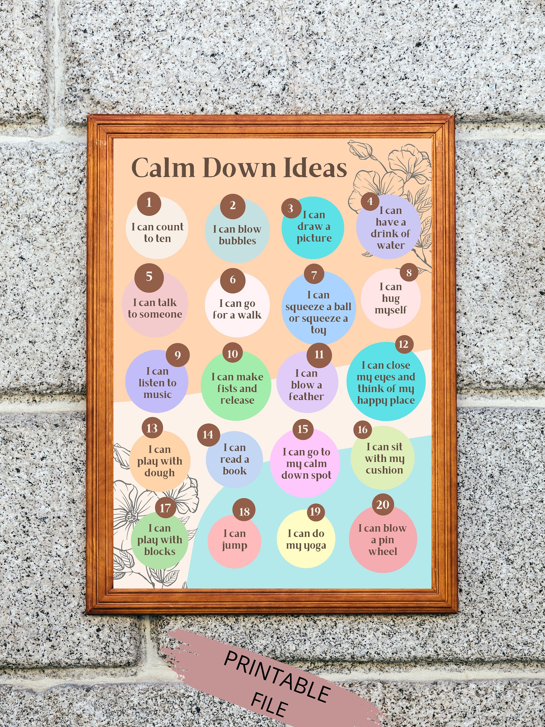 20 Calming Techniques Calm Down Corner Posters Print Educational Wall ...