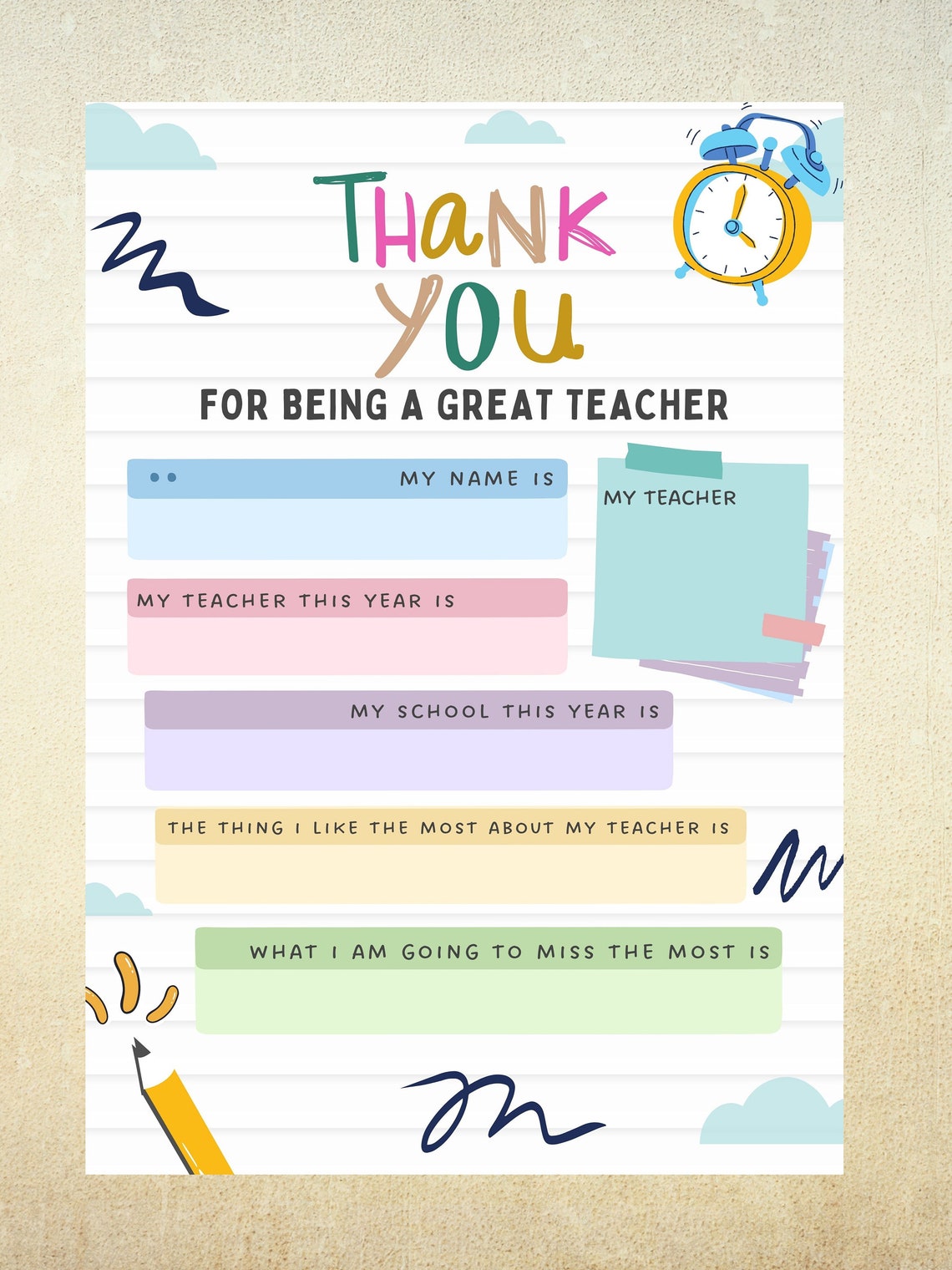 Teacher Appreciation Week Printable Thank You Digital Coloring Page ...