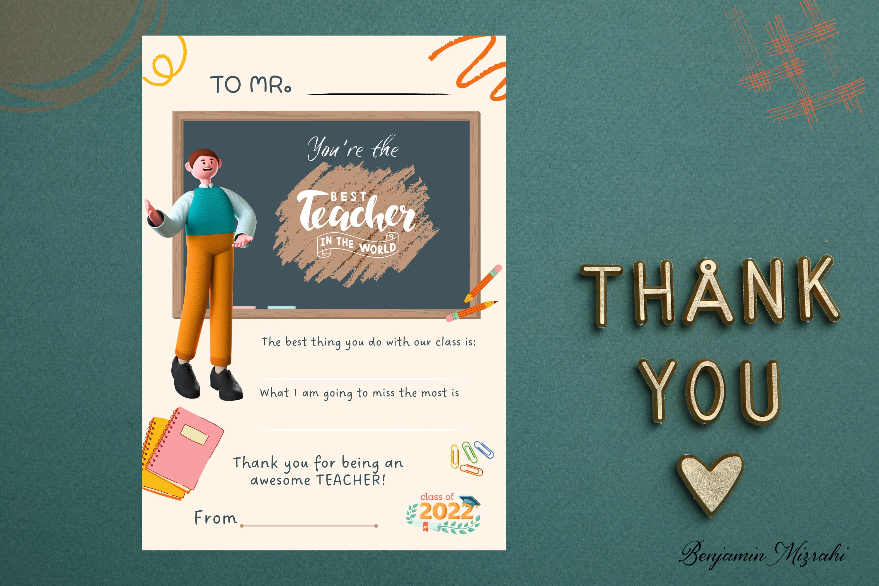 Teacher Appreciation Printable Sign, Thank You Card (CANVA Digital File ...