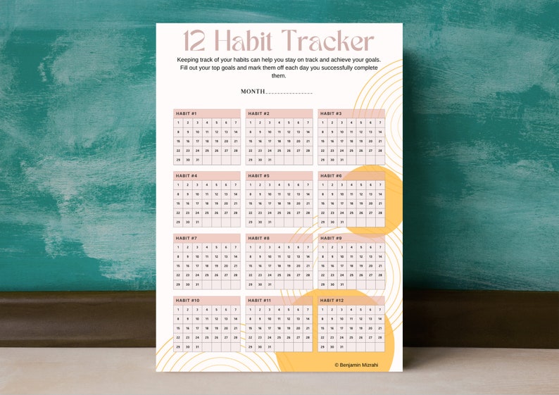 12 Habit Tracker Printable | Goal Planner, Mindfulness (editable Canva ...
