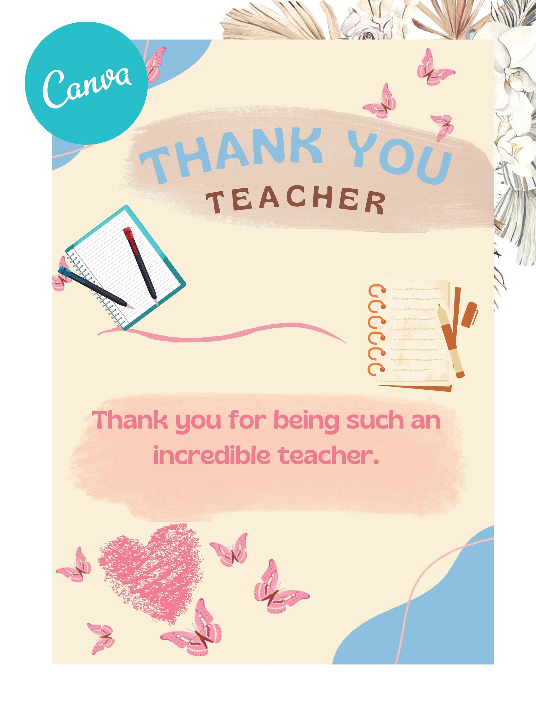 Printable Teacher Thank You Card Teacher Appreciation Week - Etsy
