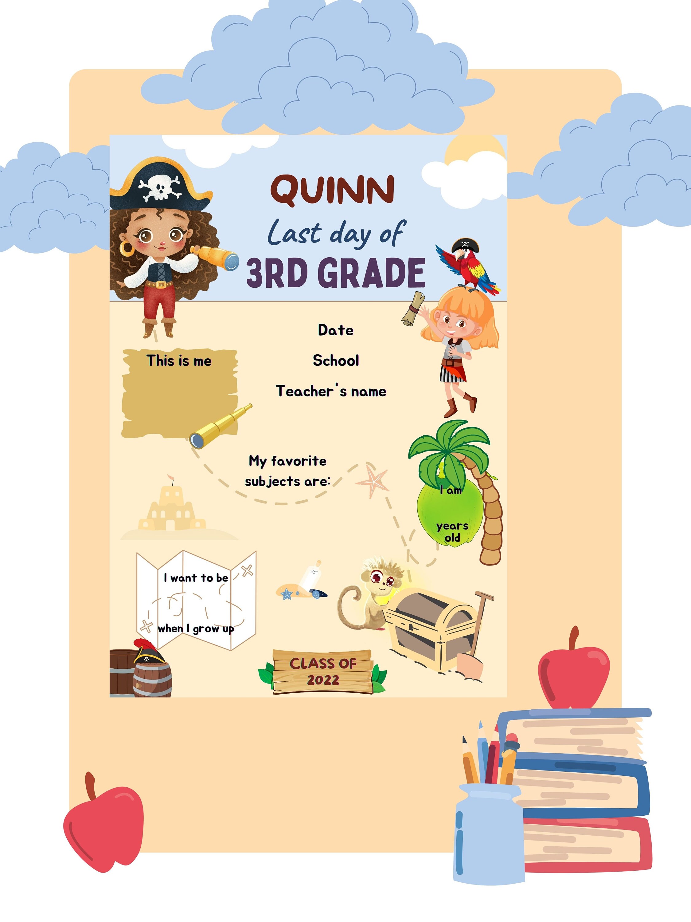 Editable First or Last Day of School Any Grade Sign for Boy or Girl ...