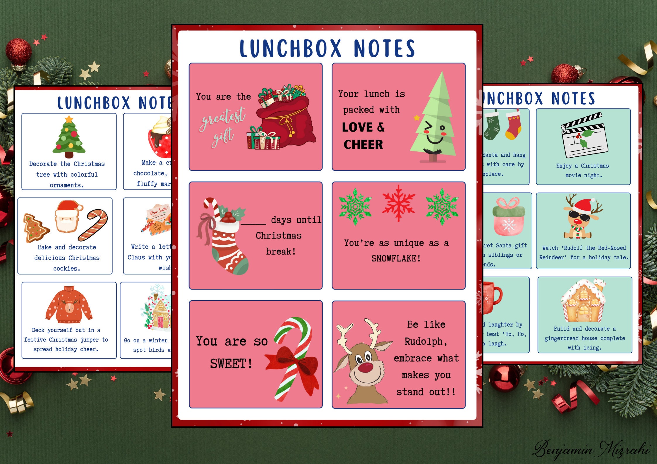 Christmas Lunch Box Jokes, Lunch Box Notes, Printable Christmas Cracker ...