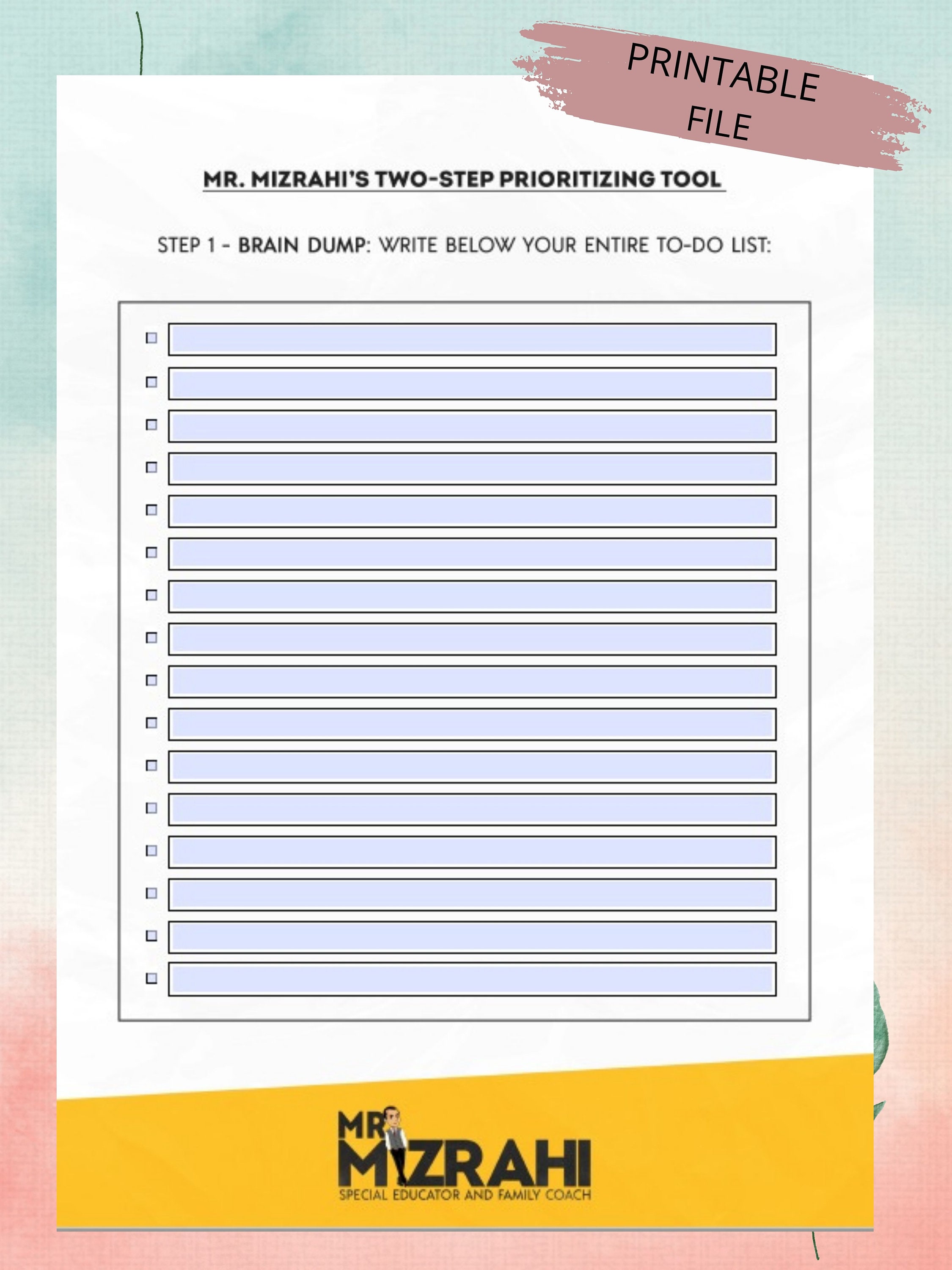 The Prioritizing Chart - Executive Functions - Minimalist Daily Planner ...