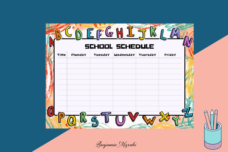 Colorful Kids School Schedule Printable | Weekly Student Planner ...