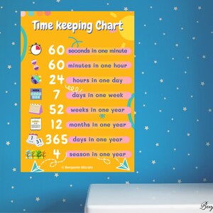 Time Keeping Chart | Time Facts Printed Educational Wall Chart Poster ...