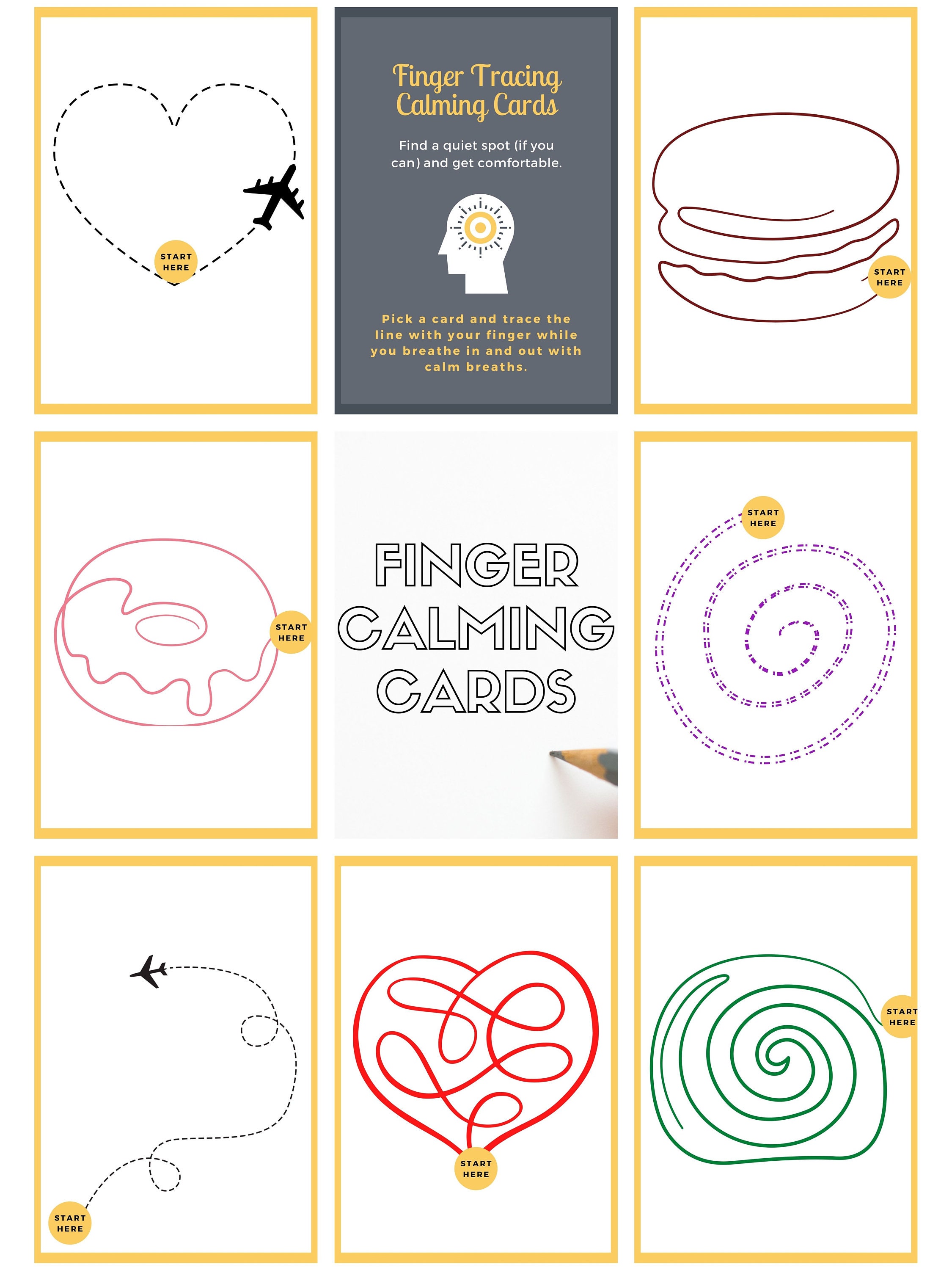 Finger Tracing Calming Cards, Mindfulness Activity (printable) - Etsy