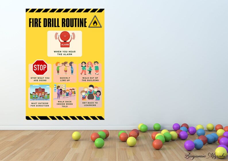 Safety Drills Visual Aid, Fire Drill, Earthquake (digital Art) - Etsy