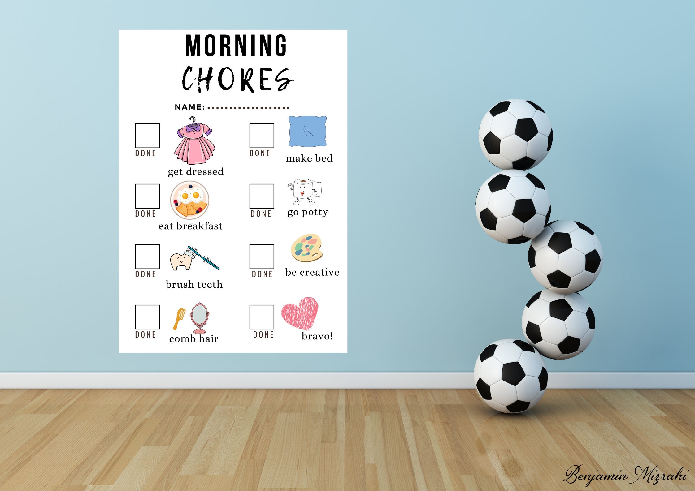 Kids Morning Chore Chart Morning Routine Chart To-do Chart Every ...
