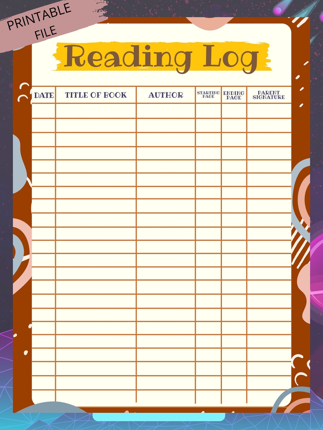 Kids Reading Log, Printable Kid Journal , Learning Incentive, Instant ...