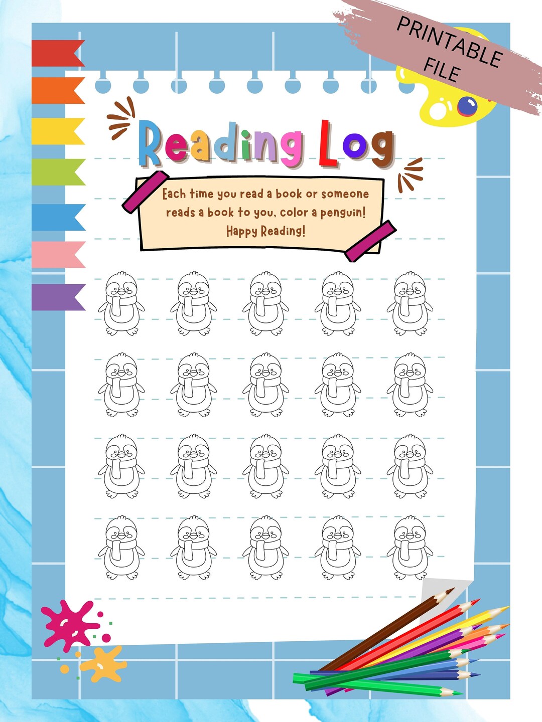 Kids Reading Log Printable Kid Journal Learning Incentive - Etsy