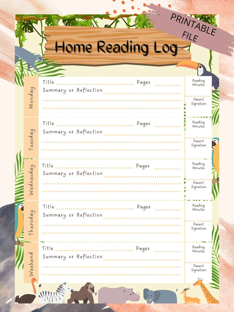 Kids Reading Log Printable Kid Journal Learning Incentive - Etsy