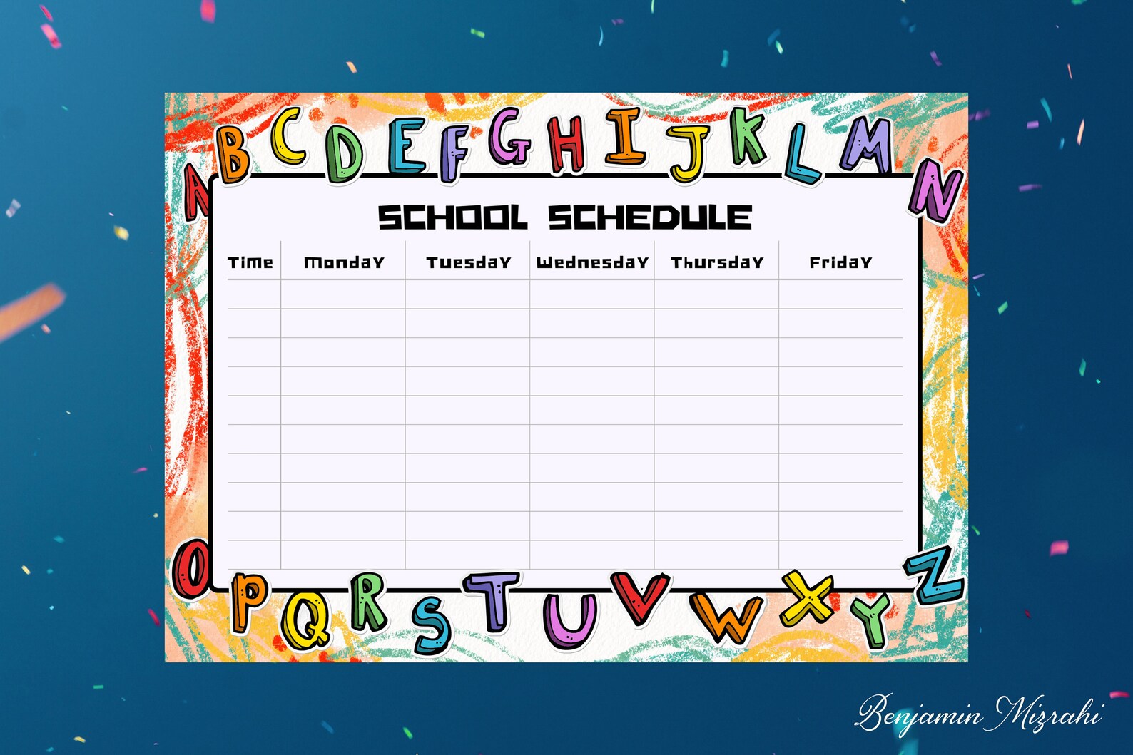 Colorful Kids School Schedule Printable | Weekly Student Planner ...