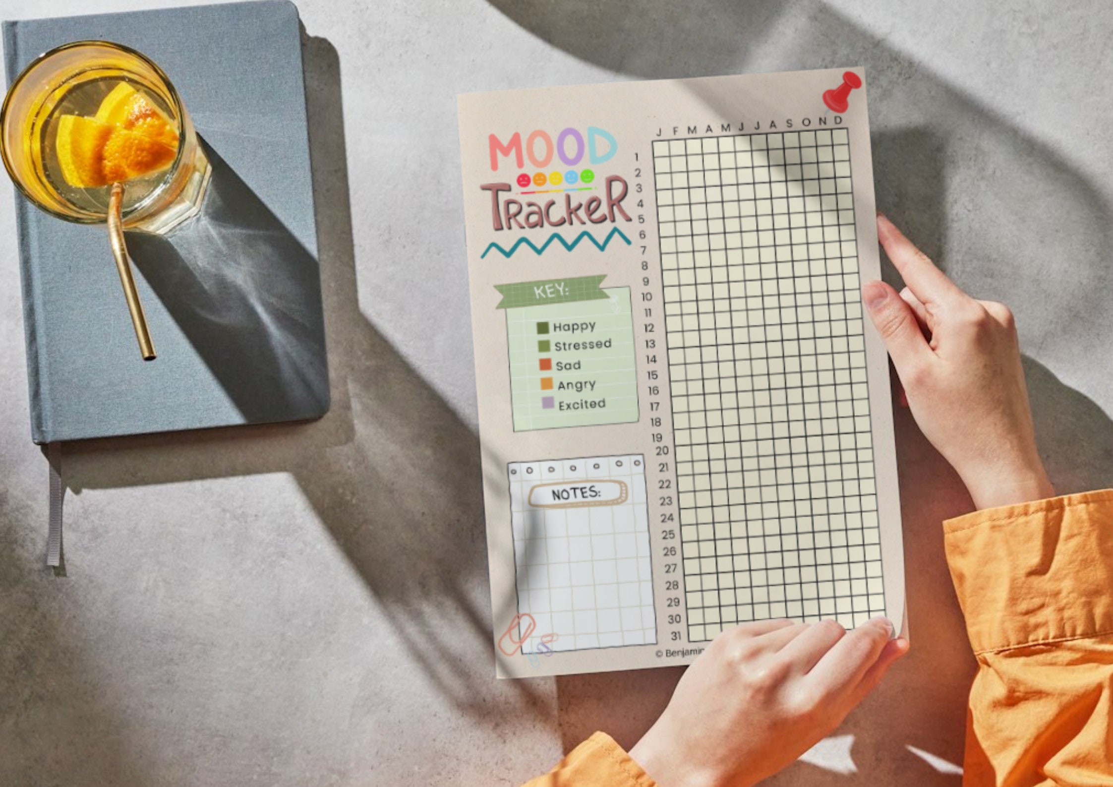 Mood Tracker Printable Kit, Monthly Mood Log, Circular Mood Chart, Mood ...