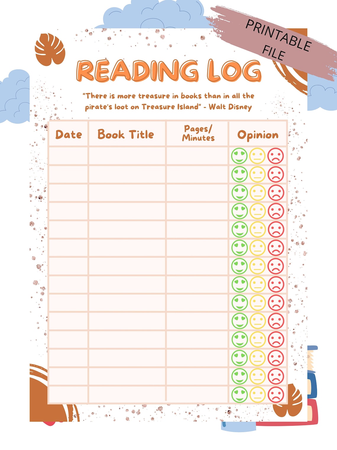 Kids Reading Log for Kids, Reading Log Journal Kids, Printable Journal ...