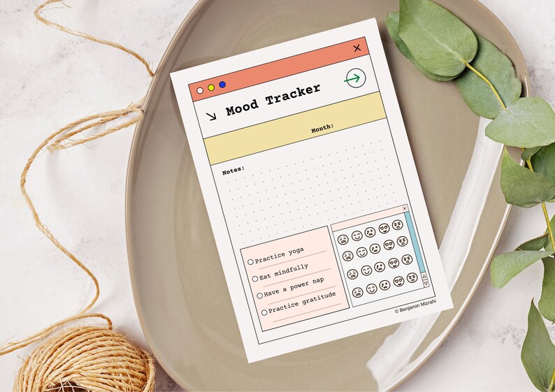 Printable Mood Tracker Pages for Planners and Journals, Health Wellness ...